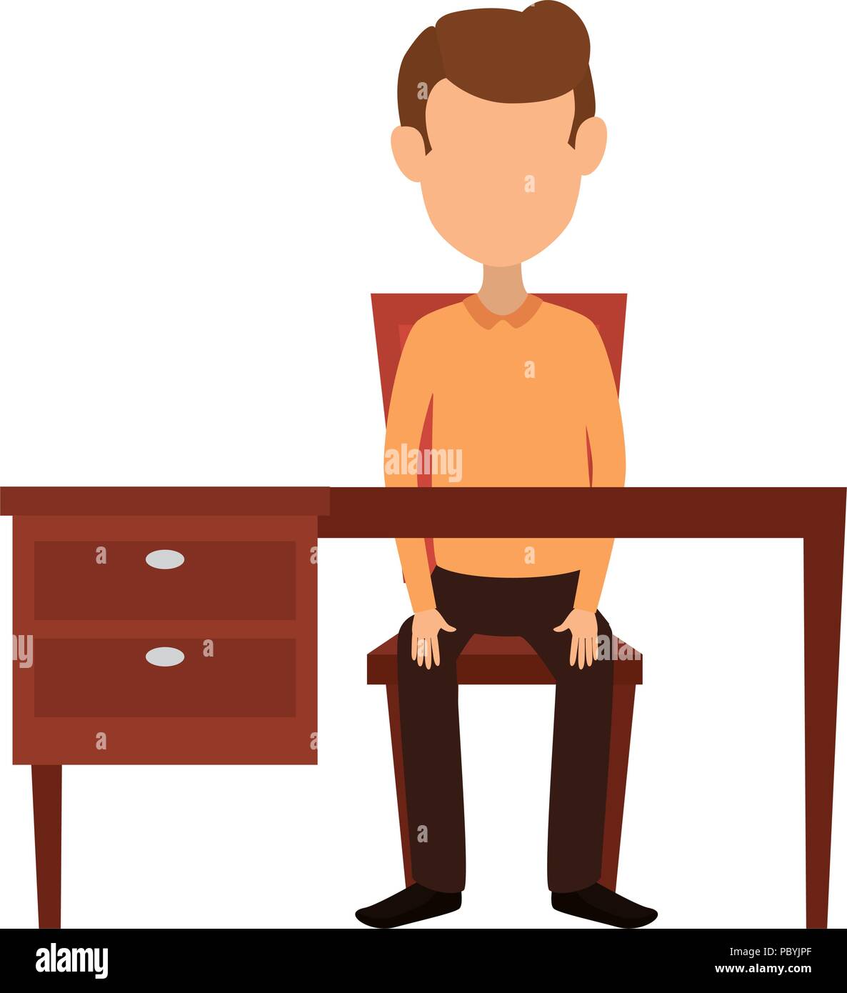 Portrait businessman sitting desk in Stock Vector Images - Alamy