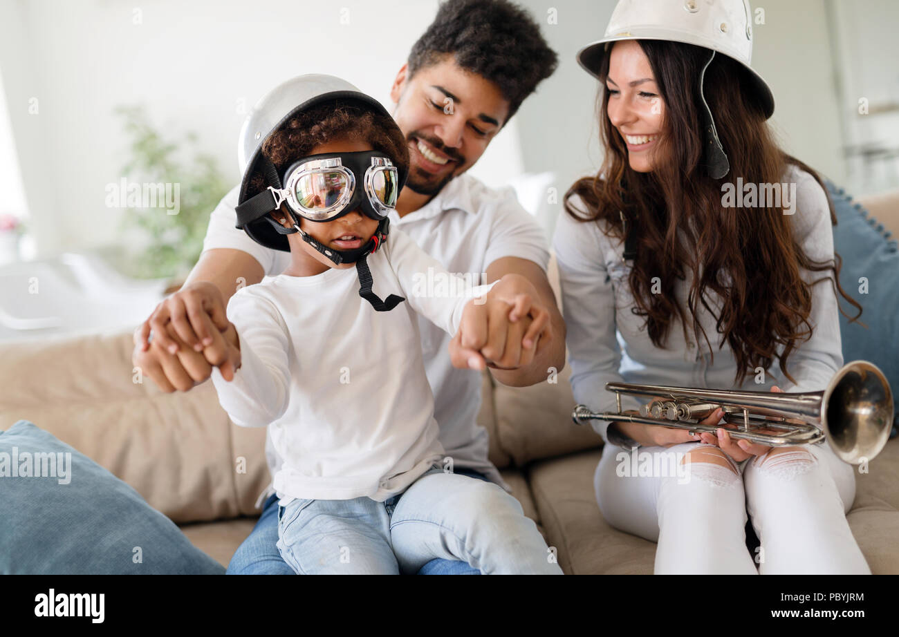 Picture of happy family having fun time together Stock Photo - Alamy