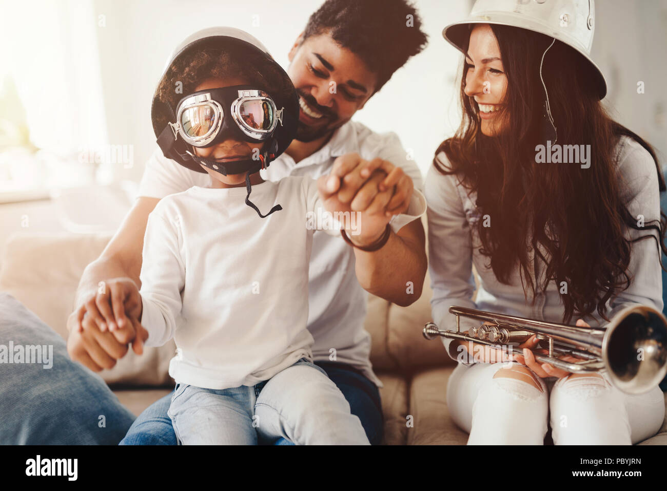 Family having fun indoors hi-res stock photography and images - Alamy