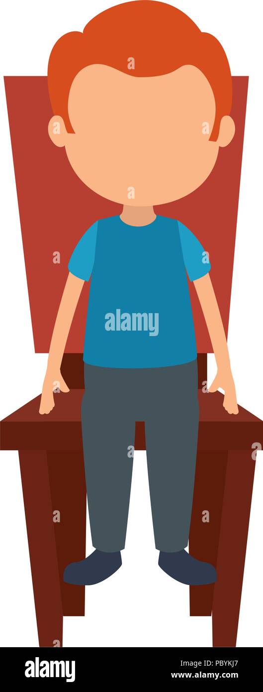 cute and little boy in the chair character Stock Vector Image & Art - Alamy