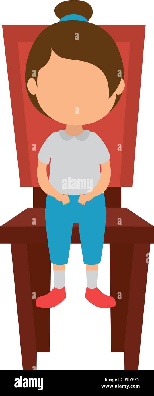 cute and little girl in the chair character Stock Vector Image & Art ...