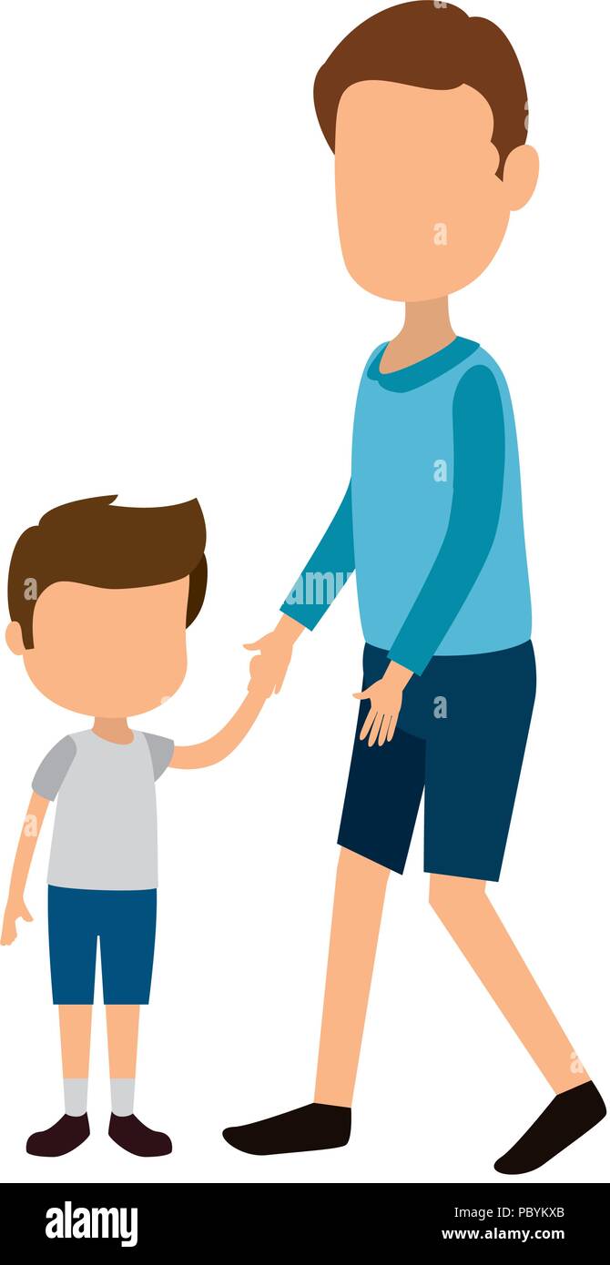 cute and little boy with father characters Stock Vector Image & Art - Alamy
