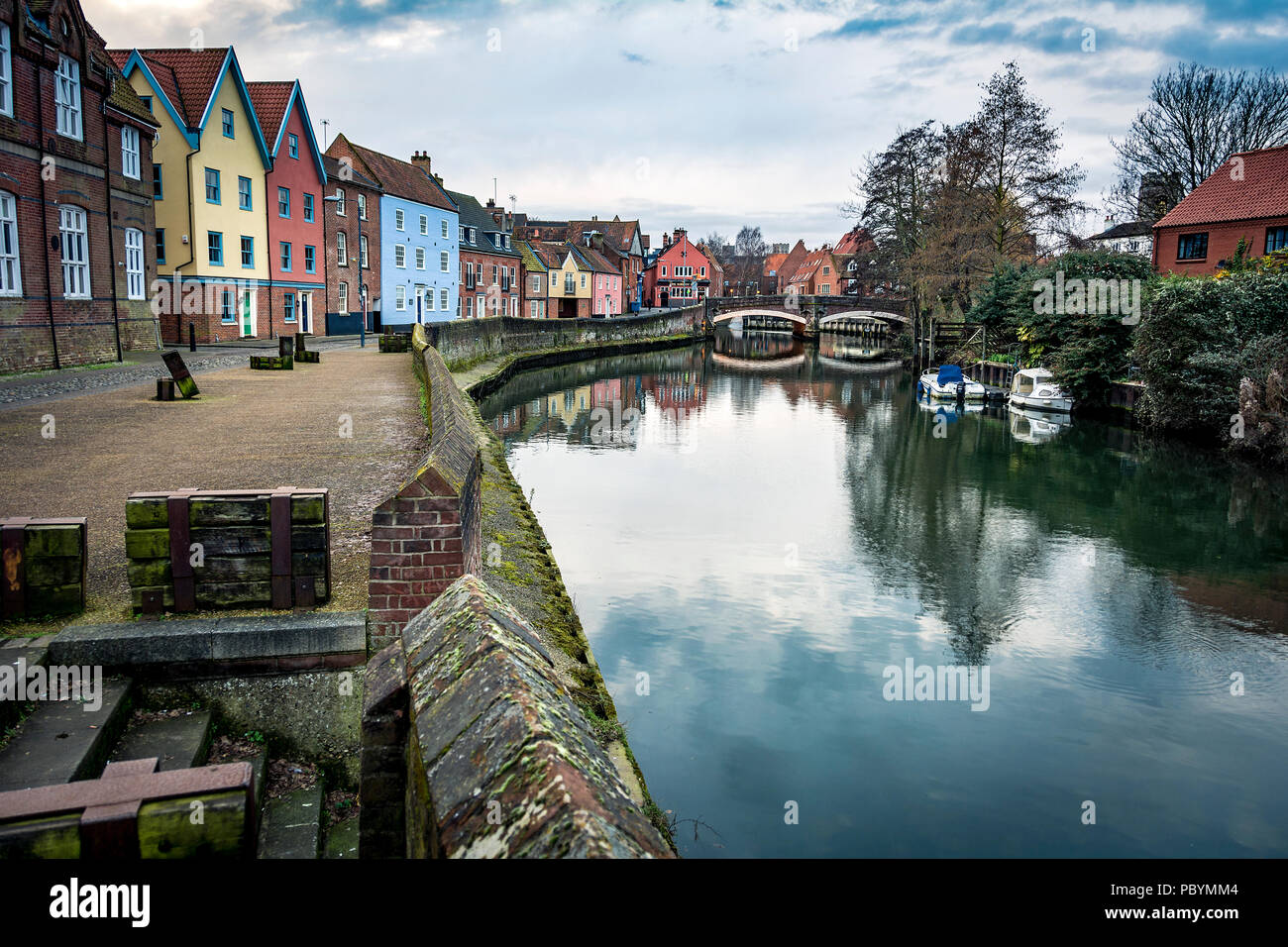 View of Norwich in Norfolk along the river Wensum Stock Photo - Alamy