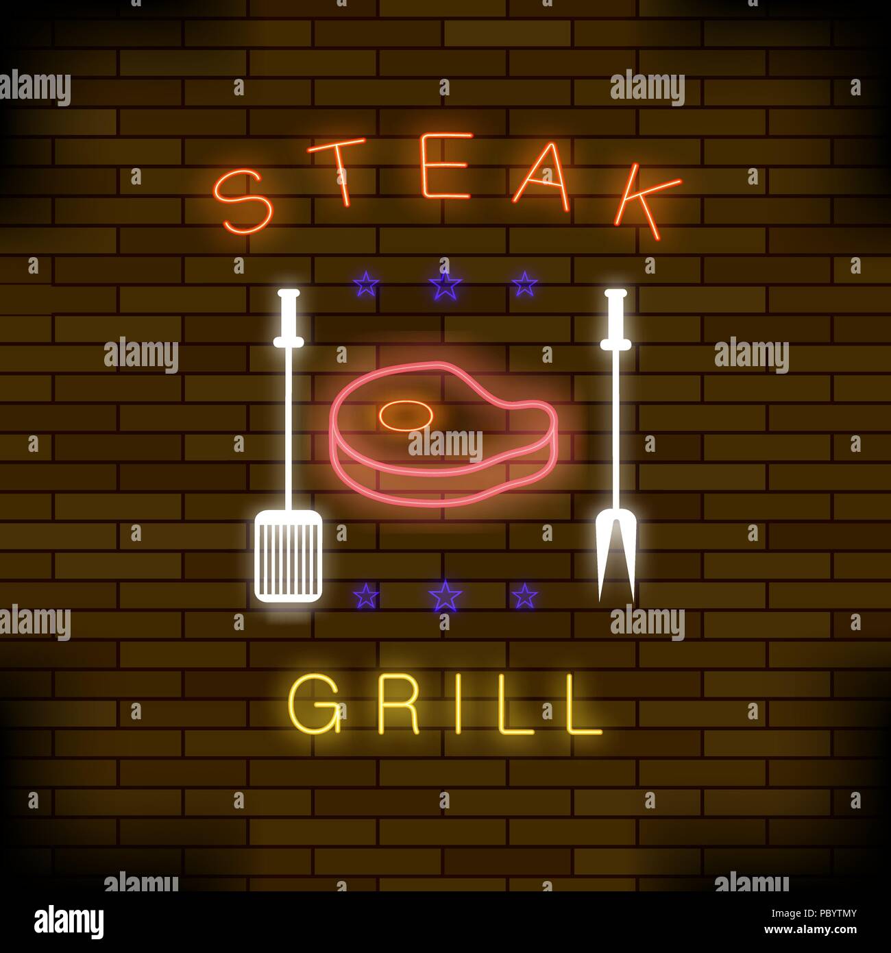 Steak Grill Neon Colorful Sign Stock Vector Image & Art - Alamy