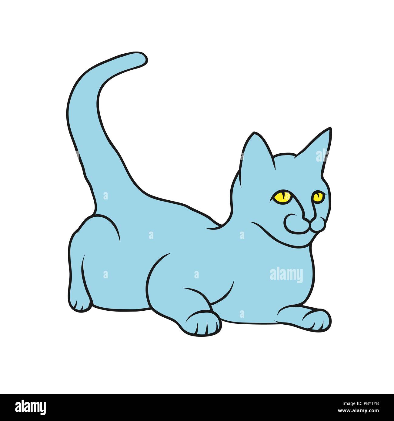 Blue cute cat, vector illustration on white background Stock Vector ...