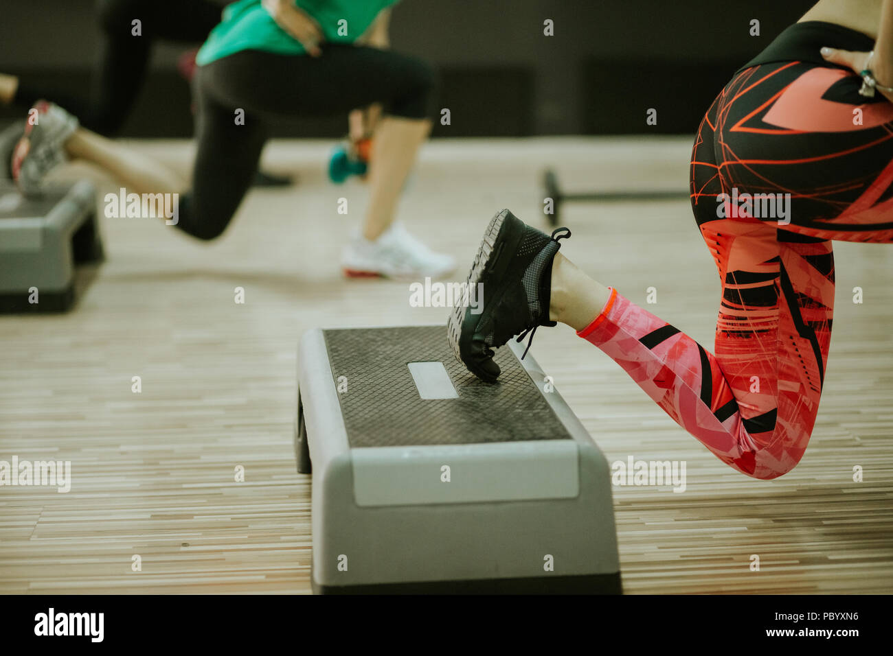 Women gym step hi-res stock photography and images - Alamy