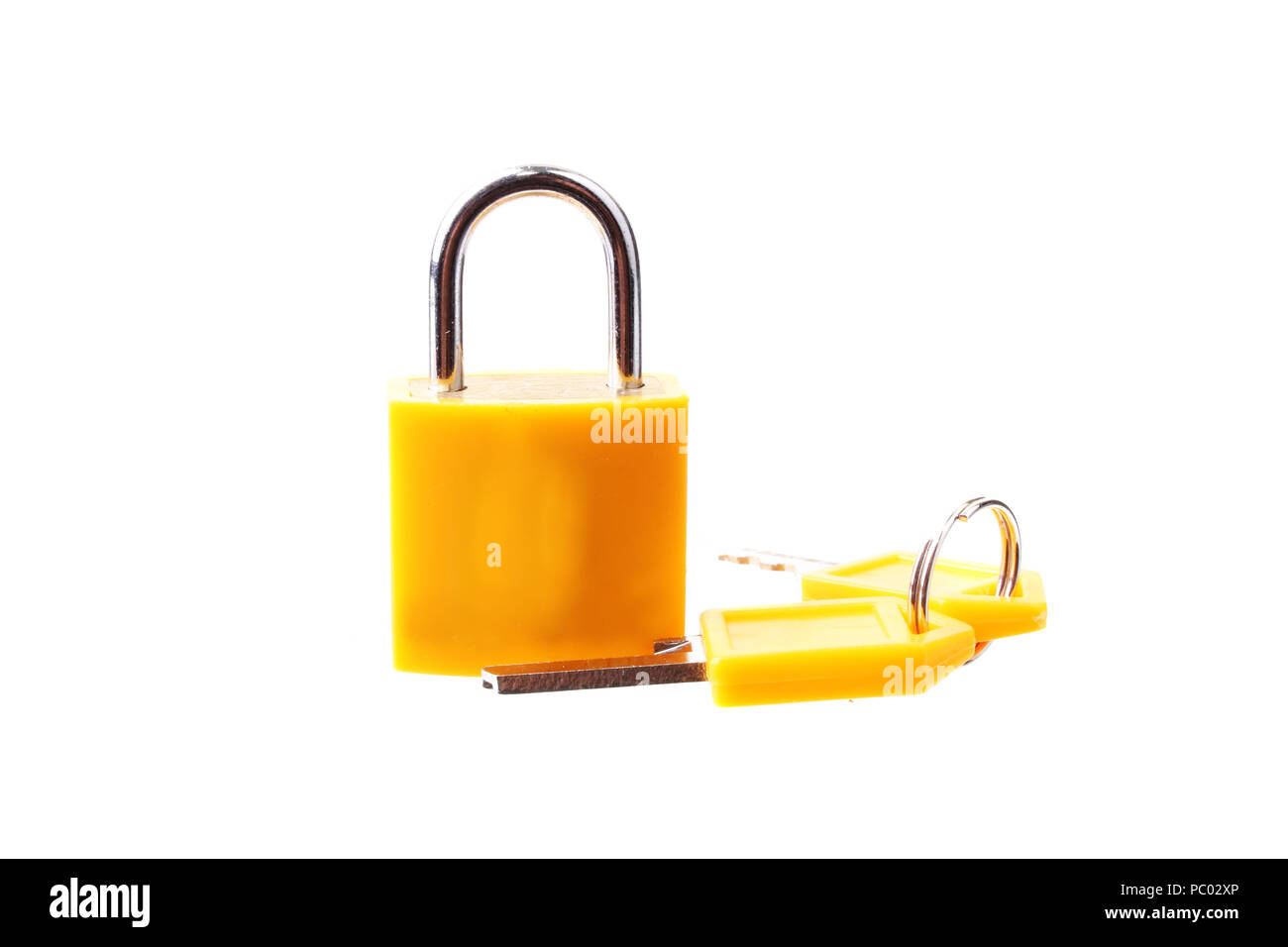 Small bag lock and keys on a white background Stock Photo - Alamy