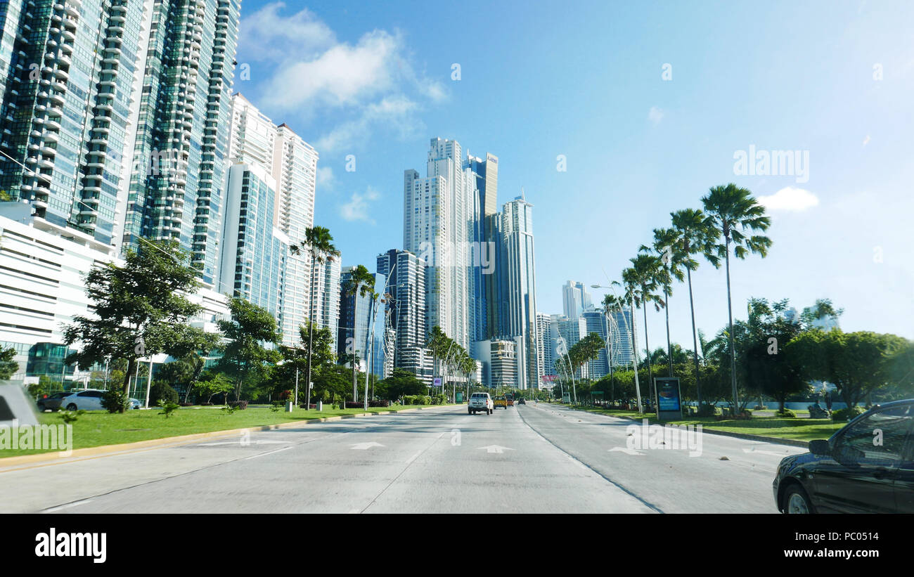 Street view of Highrises in the heart of Panama City, Panama Stock ...