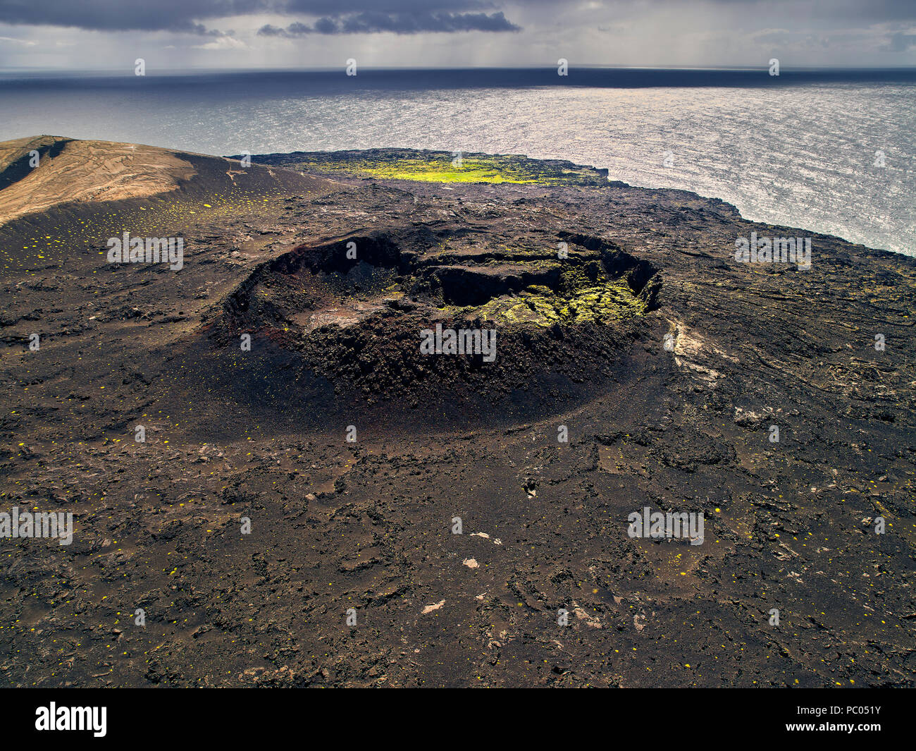 Lava and vegetation, Surtsey Island, Westman Islands, Iceland Stock ...