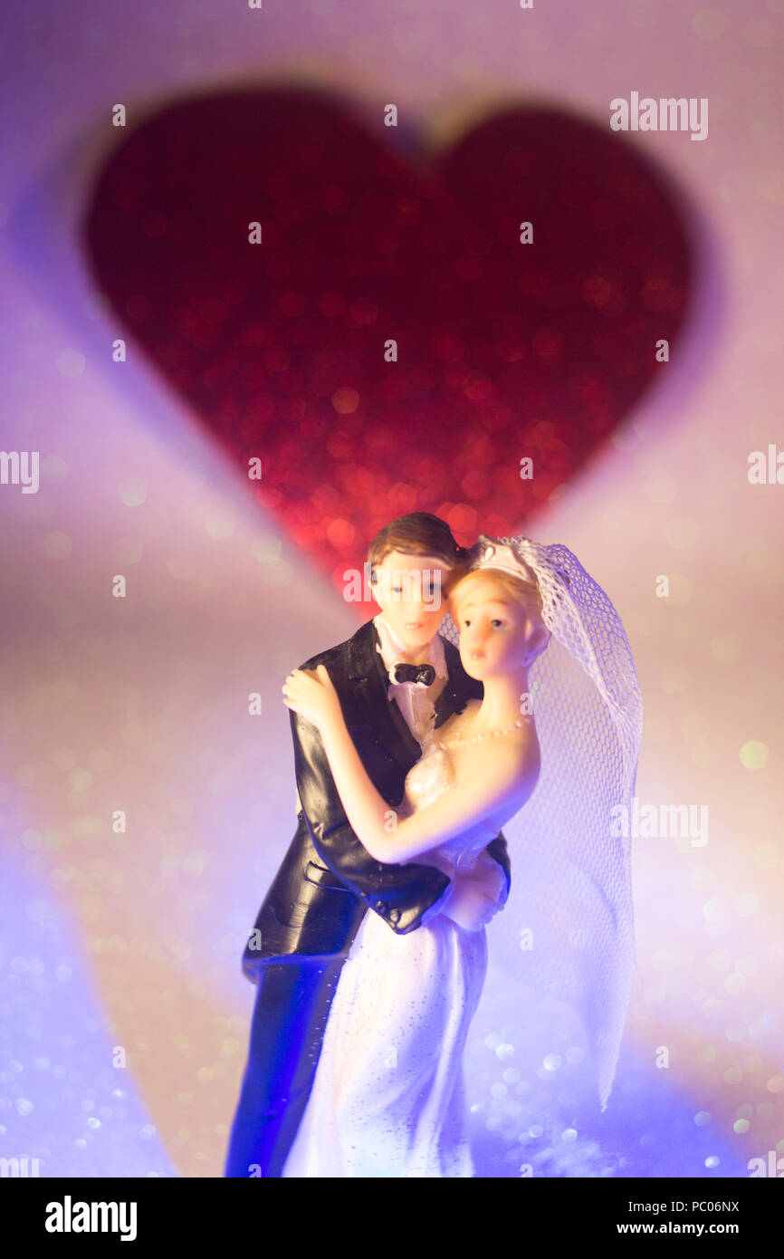 Wedding couple marriage cake topper plastic figures with tuxedo evening ...