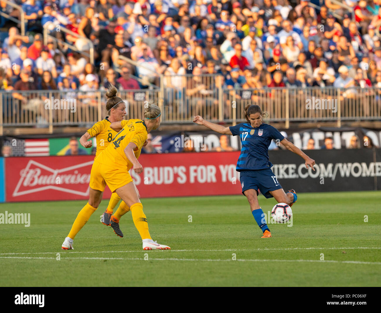 East Hartford, United States. 29th July, 2018. Tobin Heath (17) of USA ...