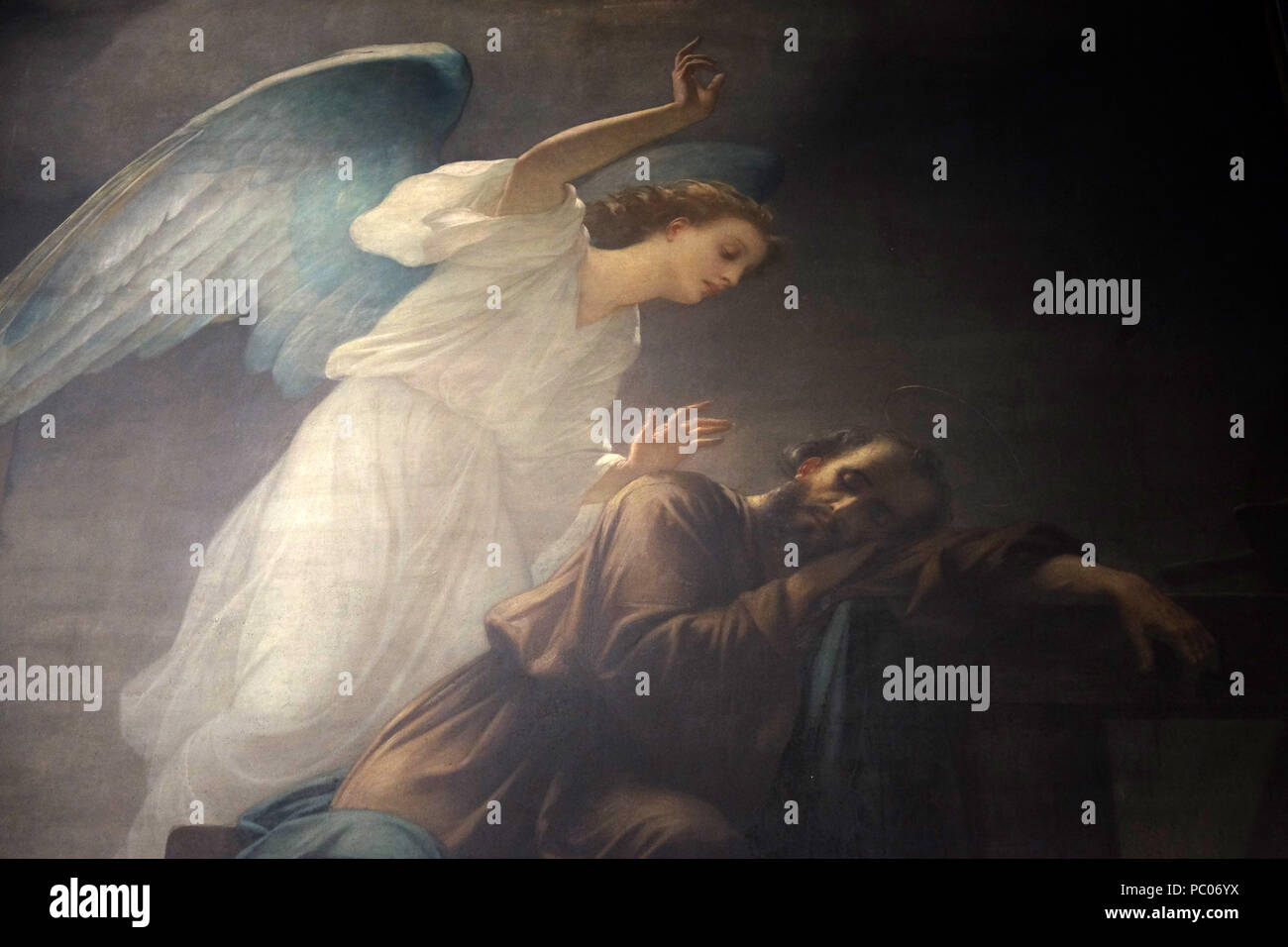 Joseph's dream, fresco in the Saint Sulpice Church, Paris, France Stock ...