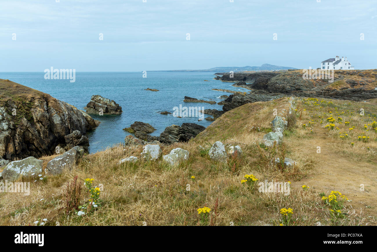 A view of the rugged coastline from the Trearddur Bay to Rhoscolyn ...