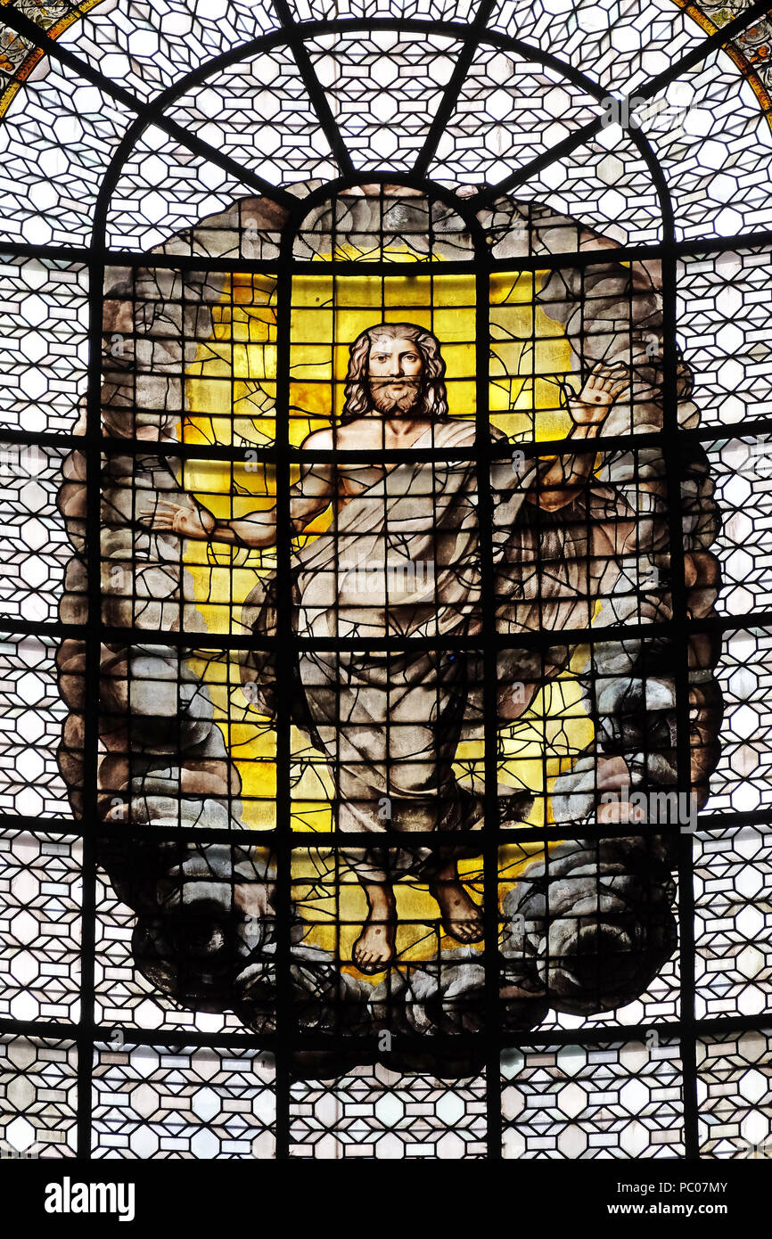 Resurrection of the Christ, stained glass window in the Saint Sulpice ...