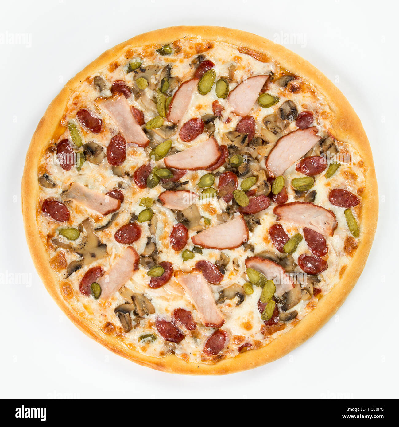 Delicious italian pizza over white Stock Photo - Alamy