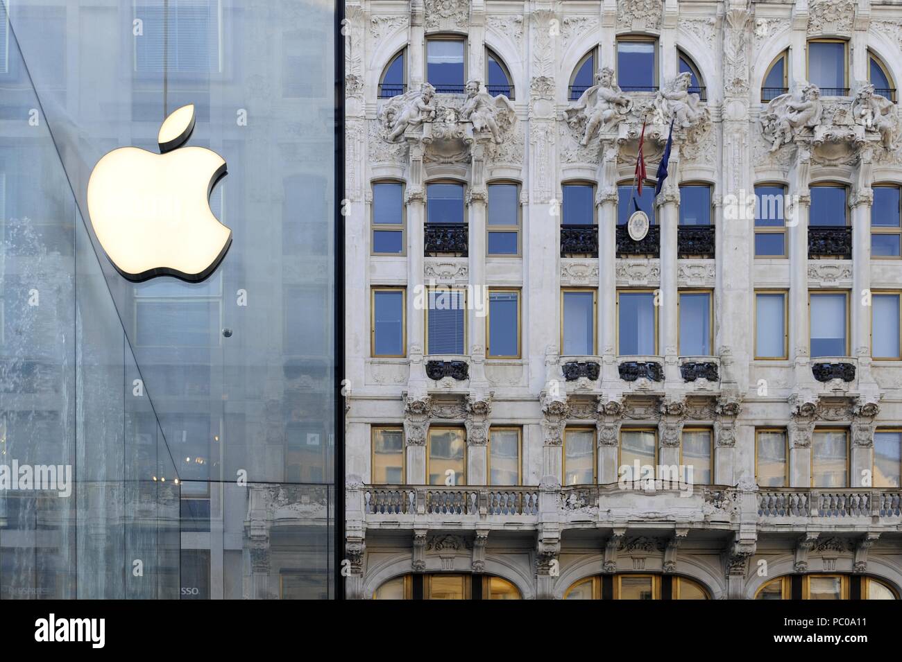 Milan (Italy), the Apple Store in Liberty Square, designed by architect ...