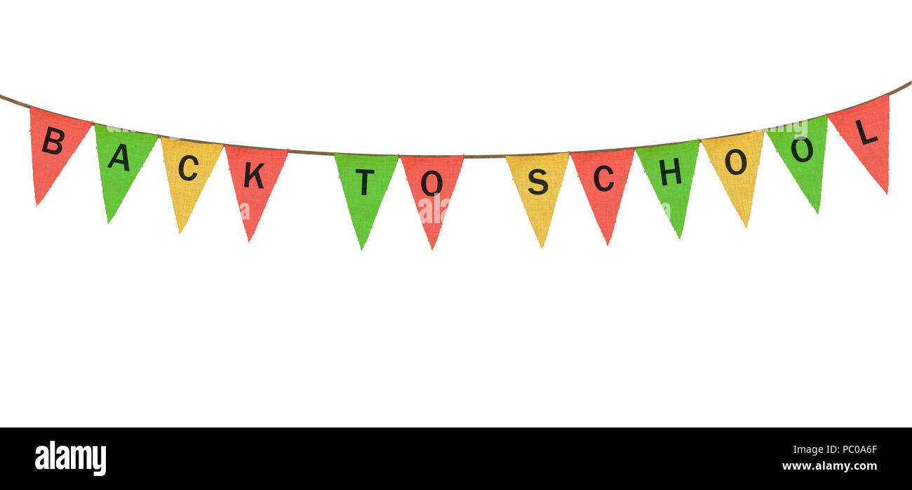 Individual cloth pennants or flags with Back to School Stock Photo - Alamy