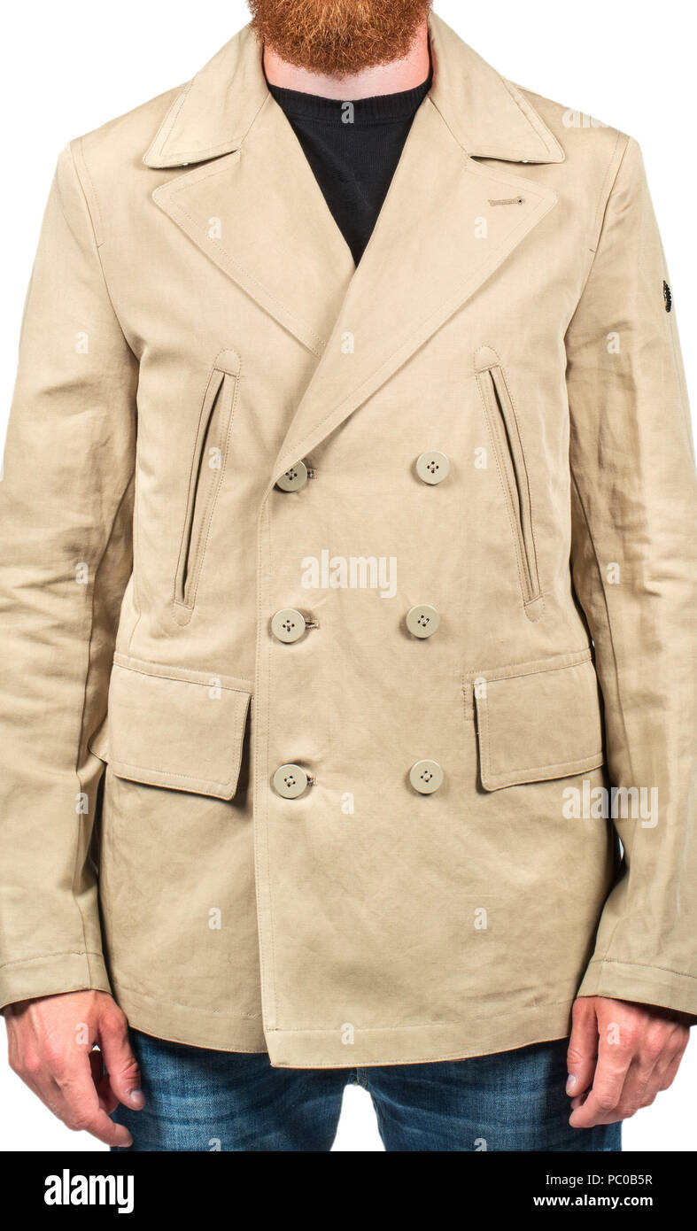 Male model in light jacket close up Stock Photo - Alamy