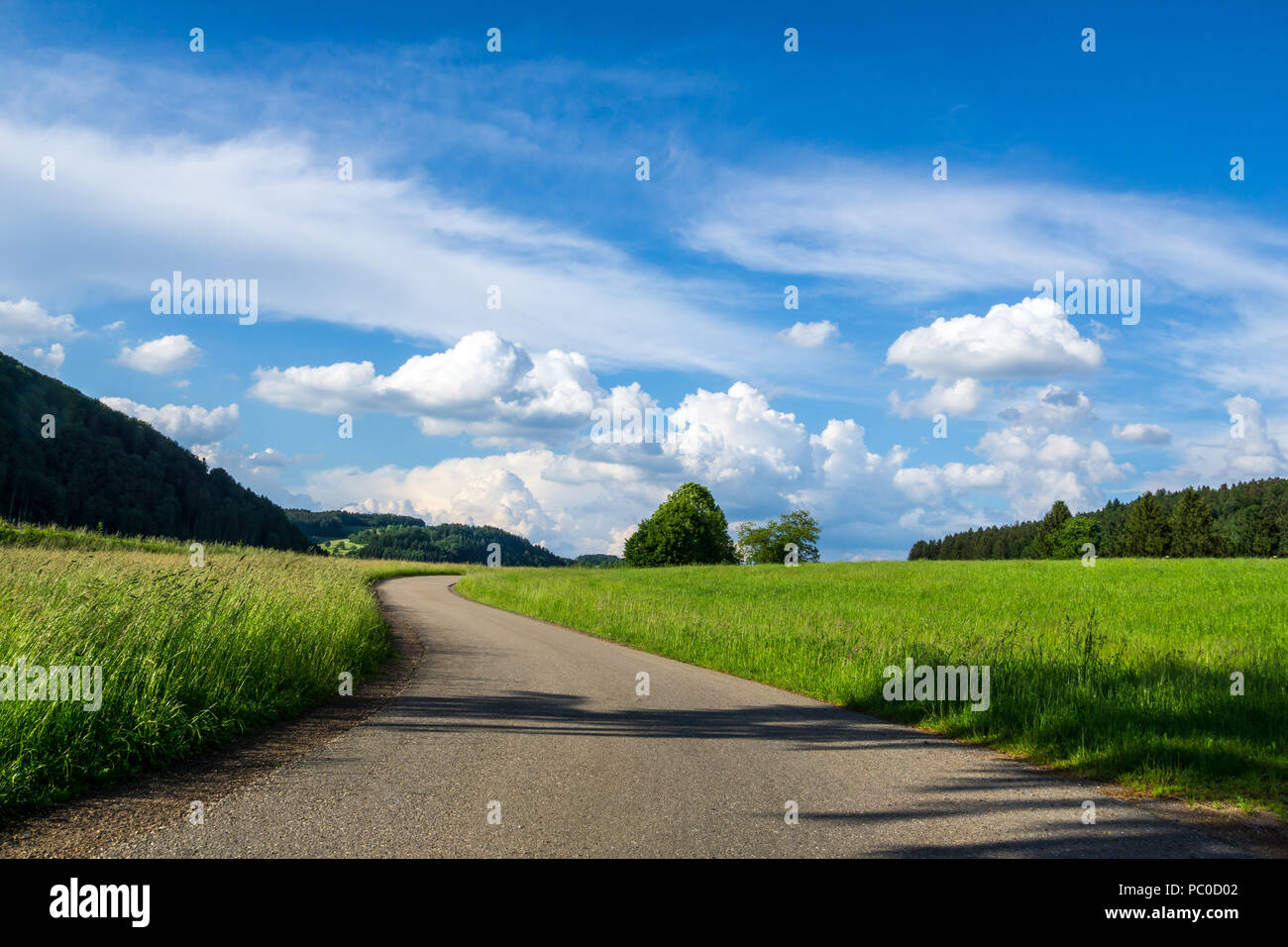 Germany, Curved road through black forest vale Stock Photo - Alamy