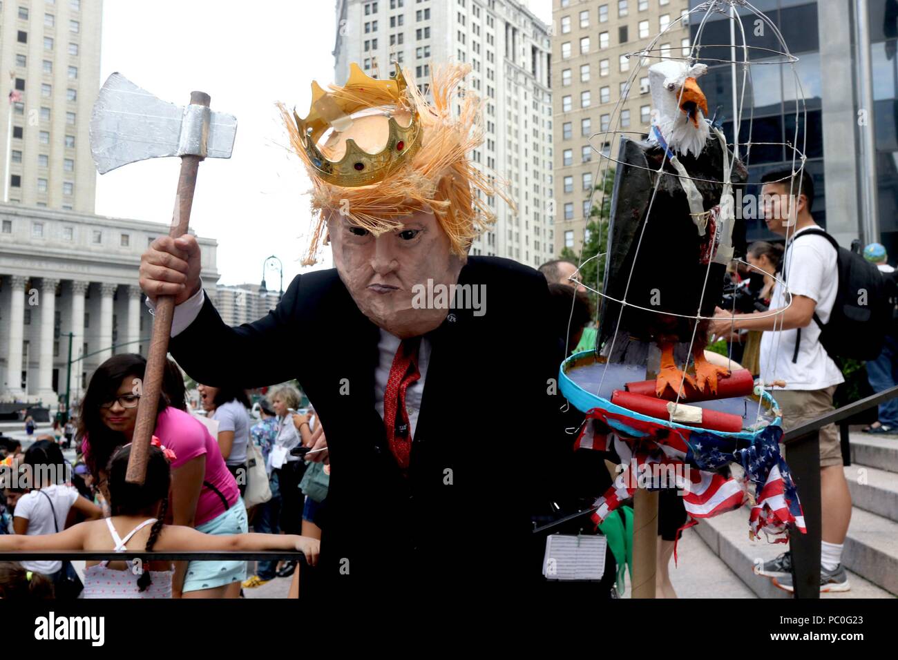 New York, NY USA. 30th. Jul, 2018. Known as the Trump Puppet performer ...