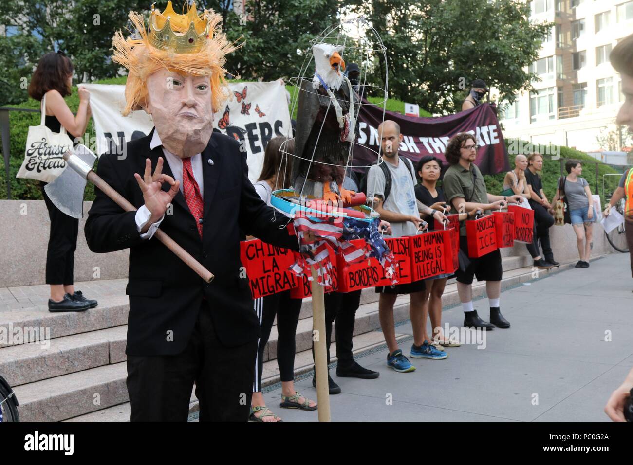 New York, NY USA. 30th. Jul, 2018. Known as the Trump Puppet performer ...