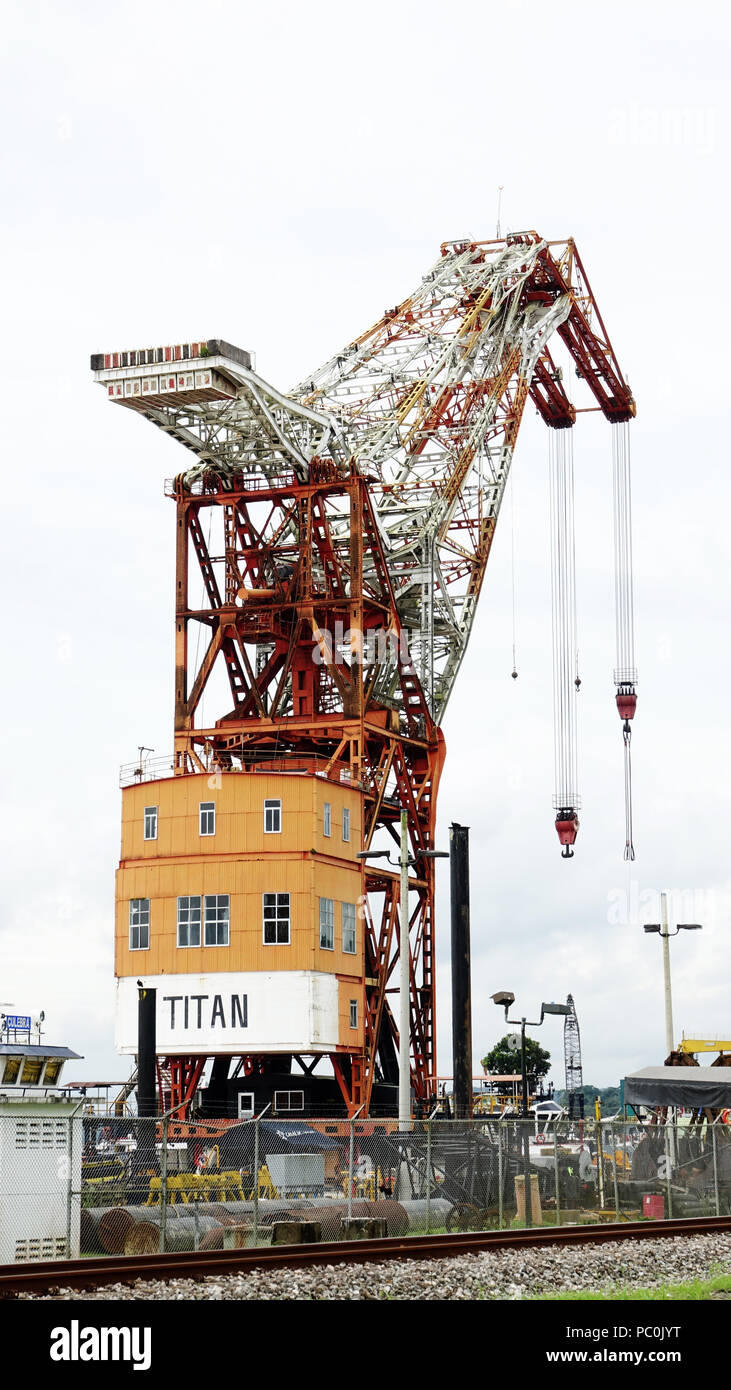 PANAMA-NOV 19, 2016: Among the largest floating cranes in the world ...