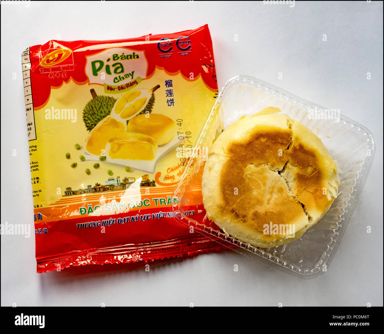 Vietnam, Durian fruit cake in blister with packaging Stock Photo - Alamy