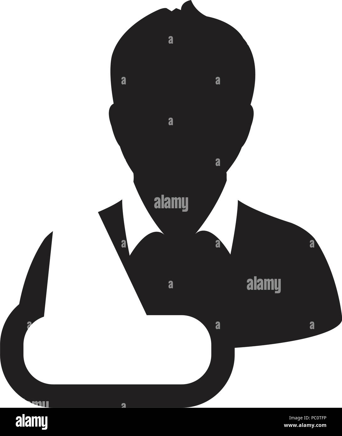 Nursing icon vector of male person profile avatar symbol for injury ...