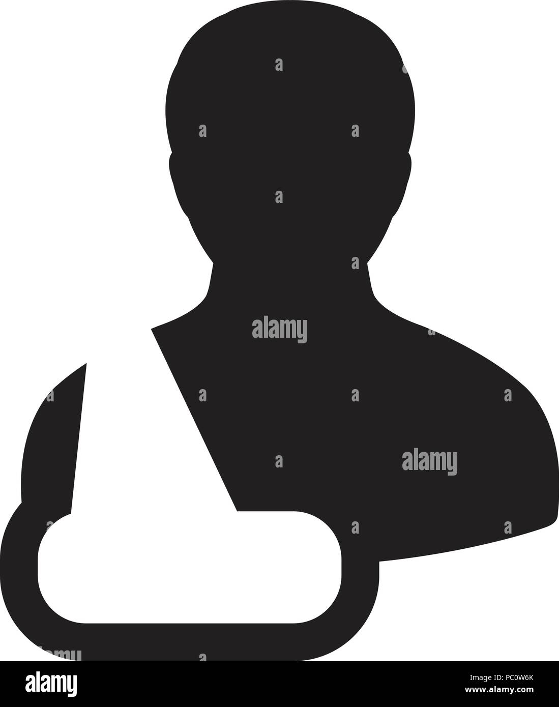 Patient icon vector of male person profile avatar symbol for injury ...
