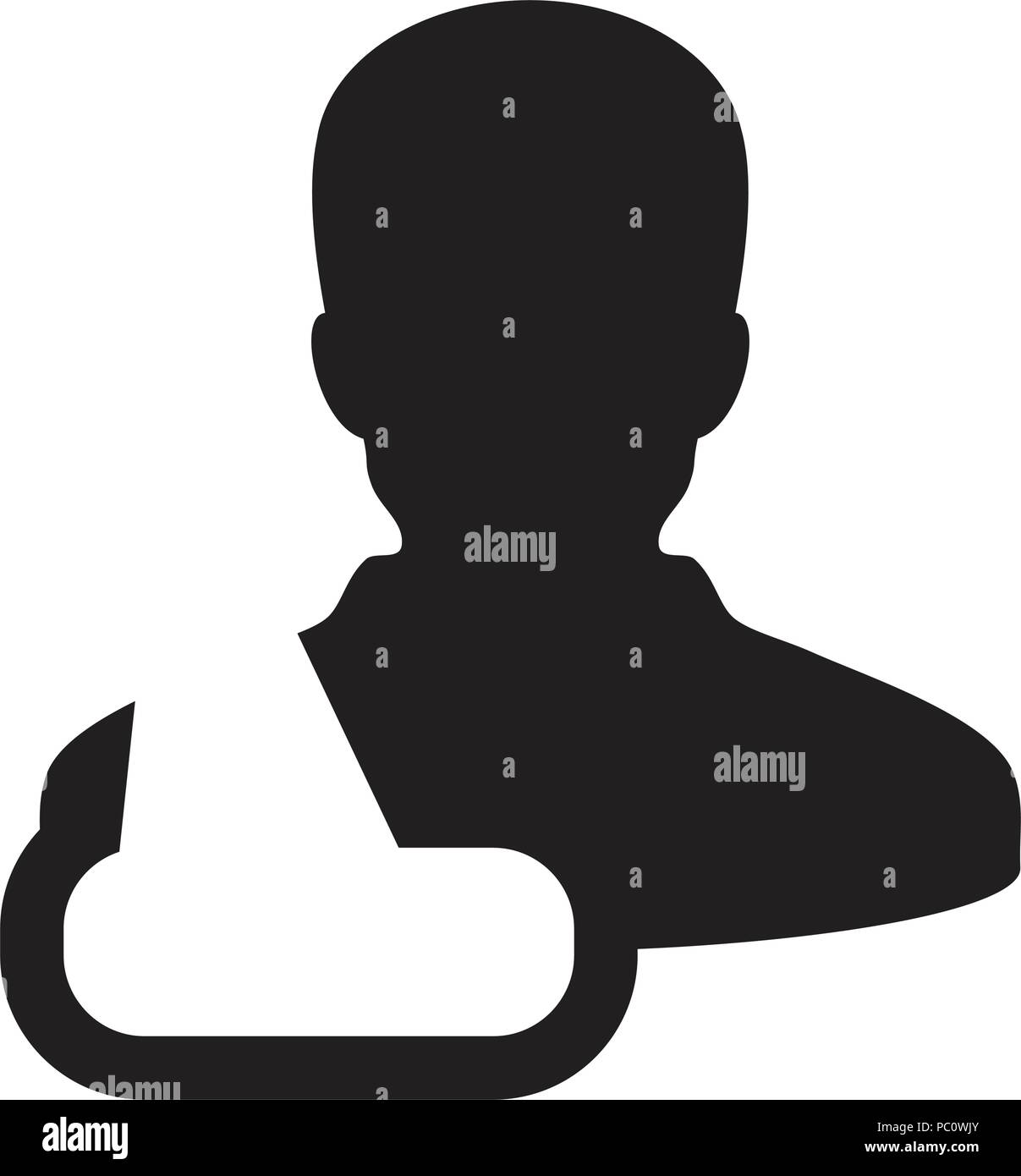 Healthcare icon vector of male person profile avatar symbol for injury ...