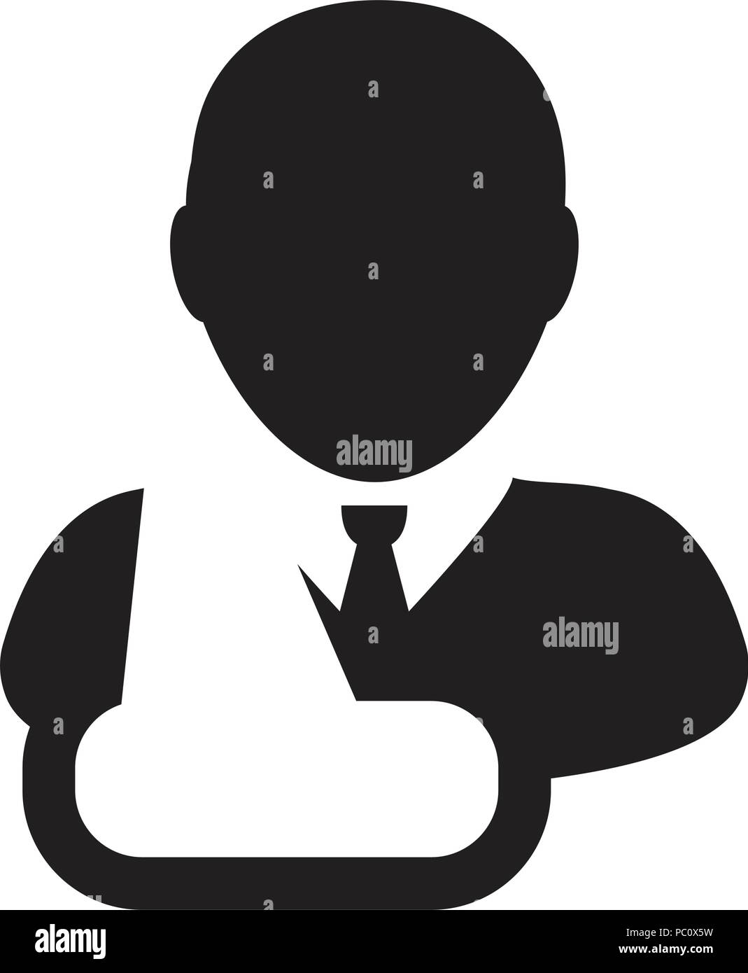 Medical icon vector of male person profile avatar symbol for injury ...