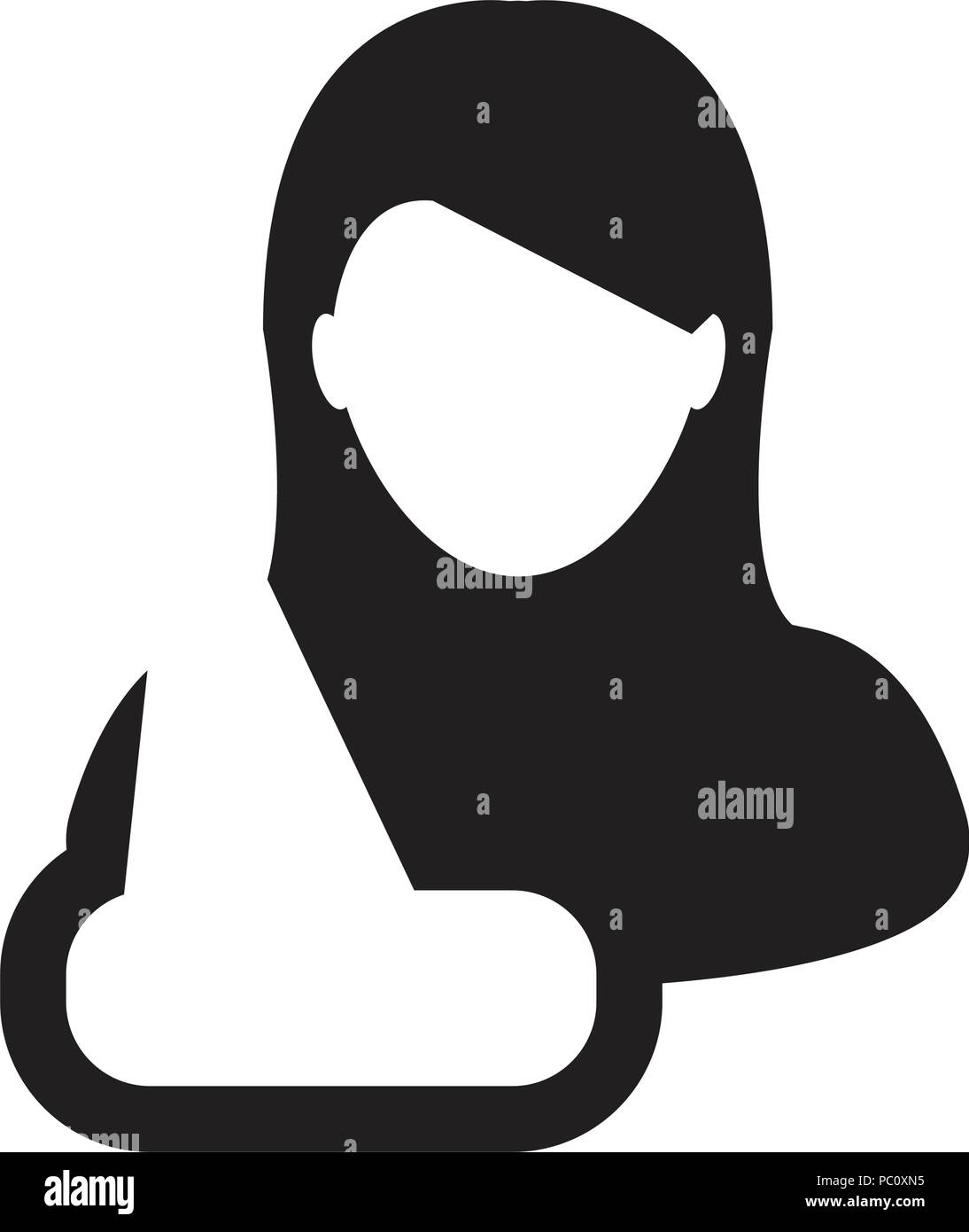 Patient icon vector of female person profile avatar symbol for injury ...