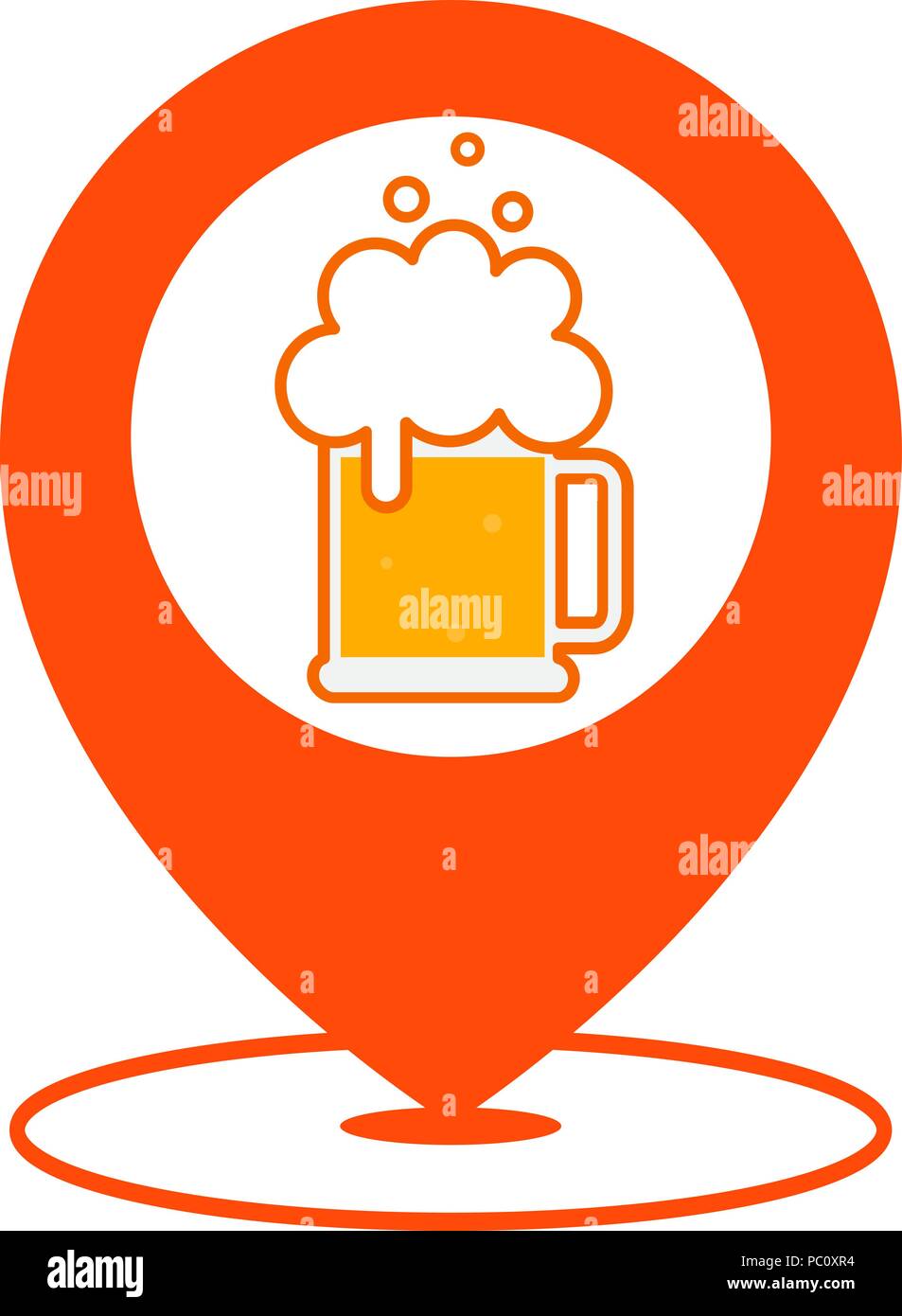 Beer point icon. Pub location. Isolated vector illustration on white ...