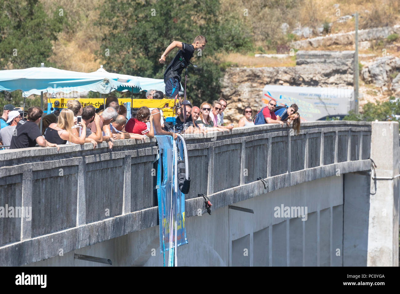 bungee jumping in the Verdon Gorge, Alpes-de-Haute-Provence, France ...