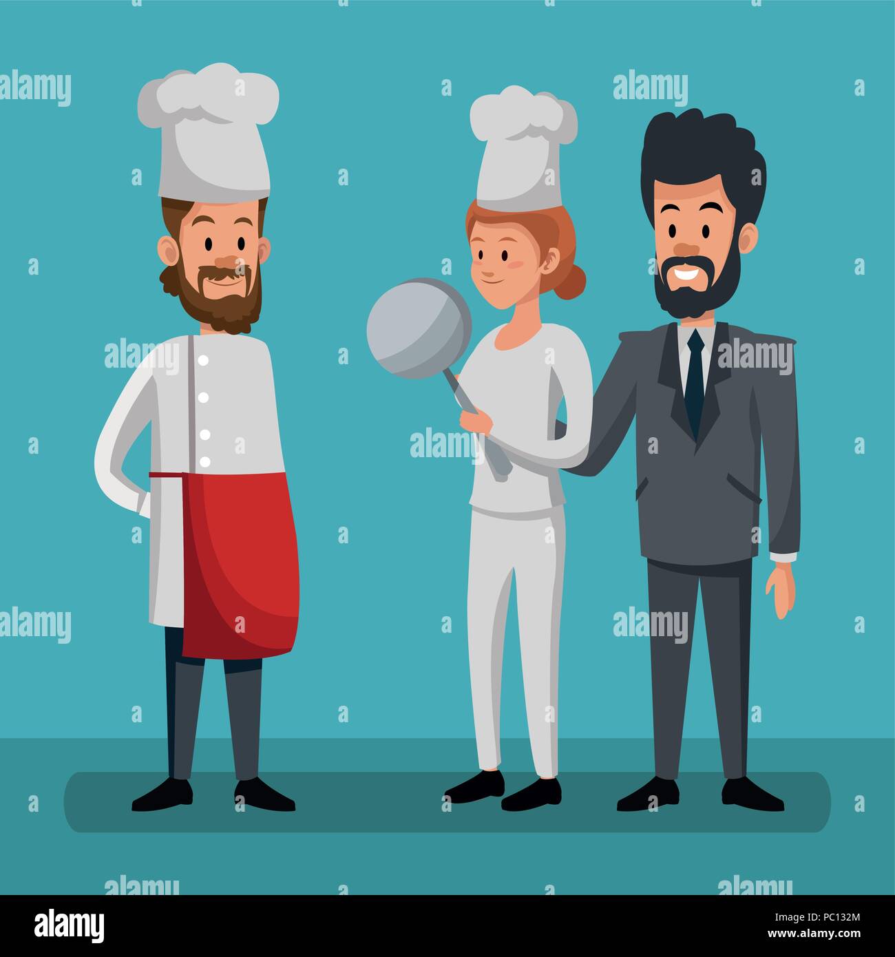 Businessman with chef teams cartoons vector illustration graphic design ...