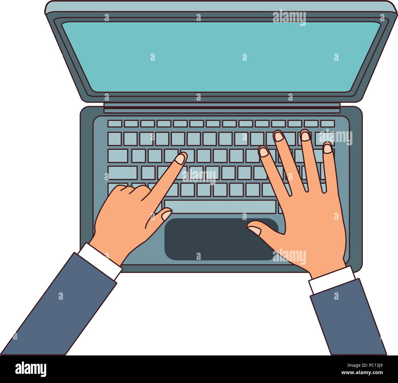 Hands using laptop cartoon vector illustration graphic design Stock ...