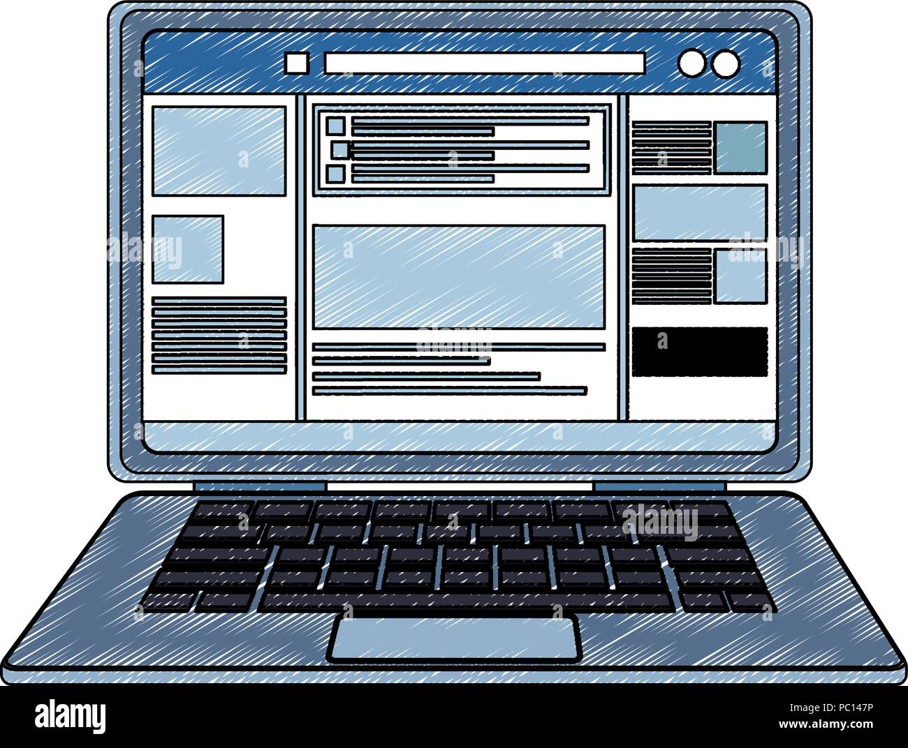 Laptop with social network profile vector illustration graphic design ...