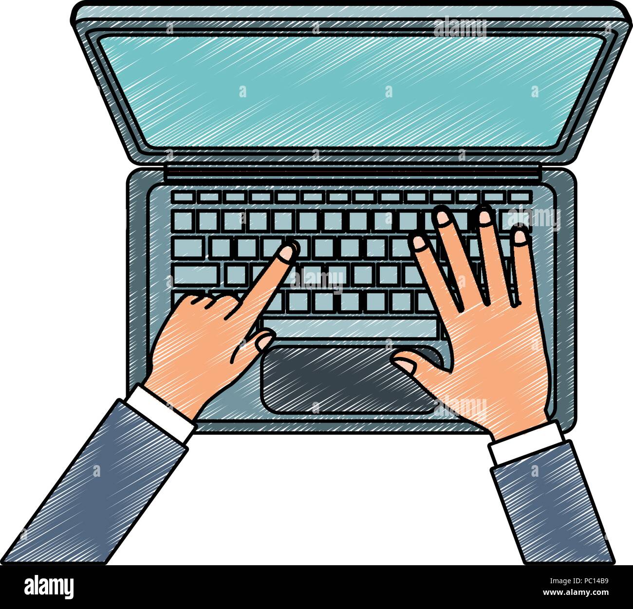 Hands using laptop cartoon vector illustration graphic design Stock ...