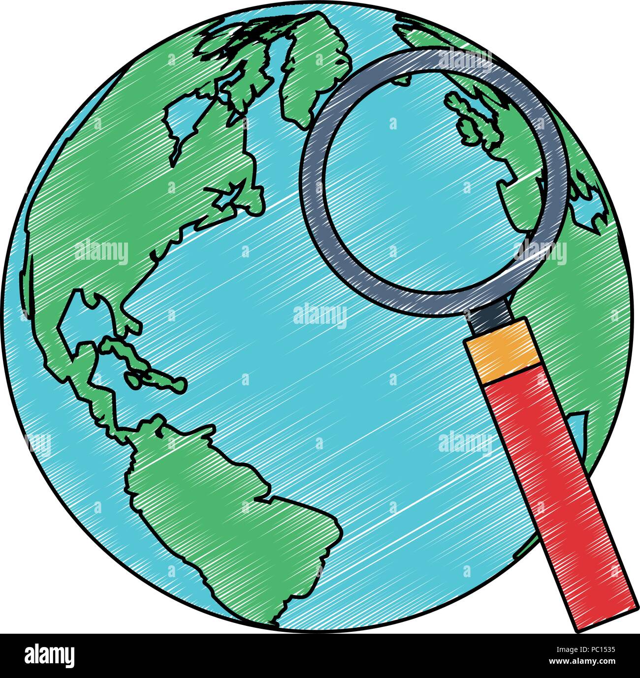 Earth world and magnifying glass vector illustration graphic design ...