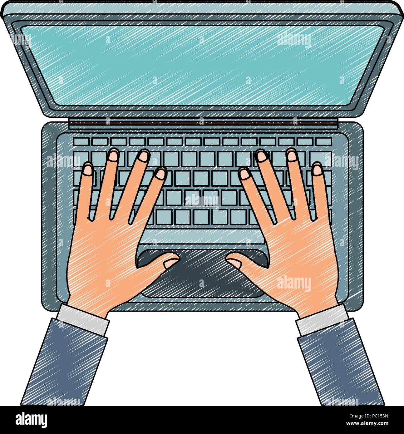 Hands using laptop cartoon vector illustration graphic design Stock ...
