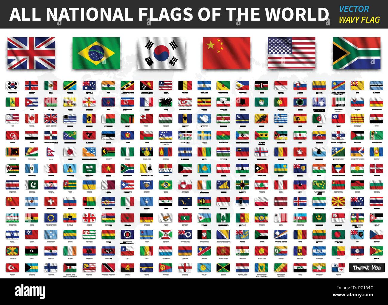 All national flags of the world . Realistic waving fabric texture with ...