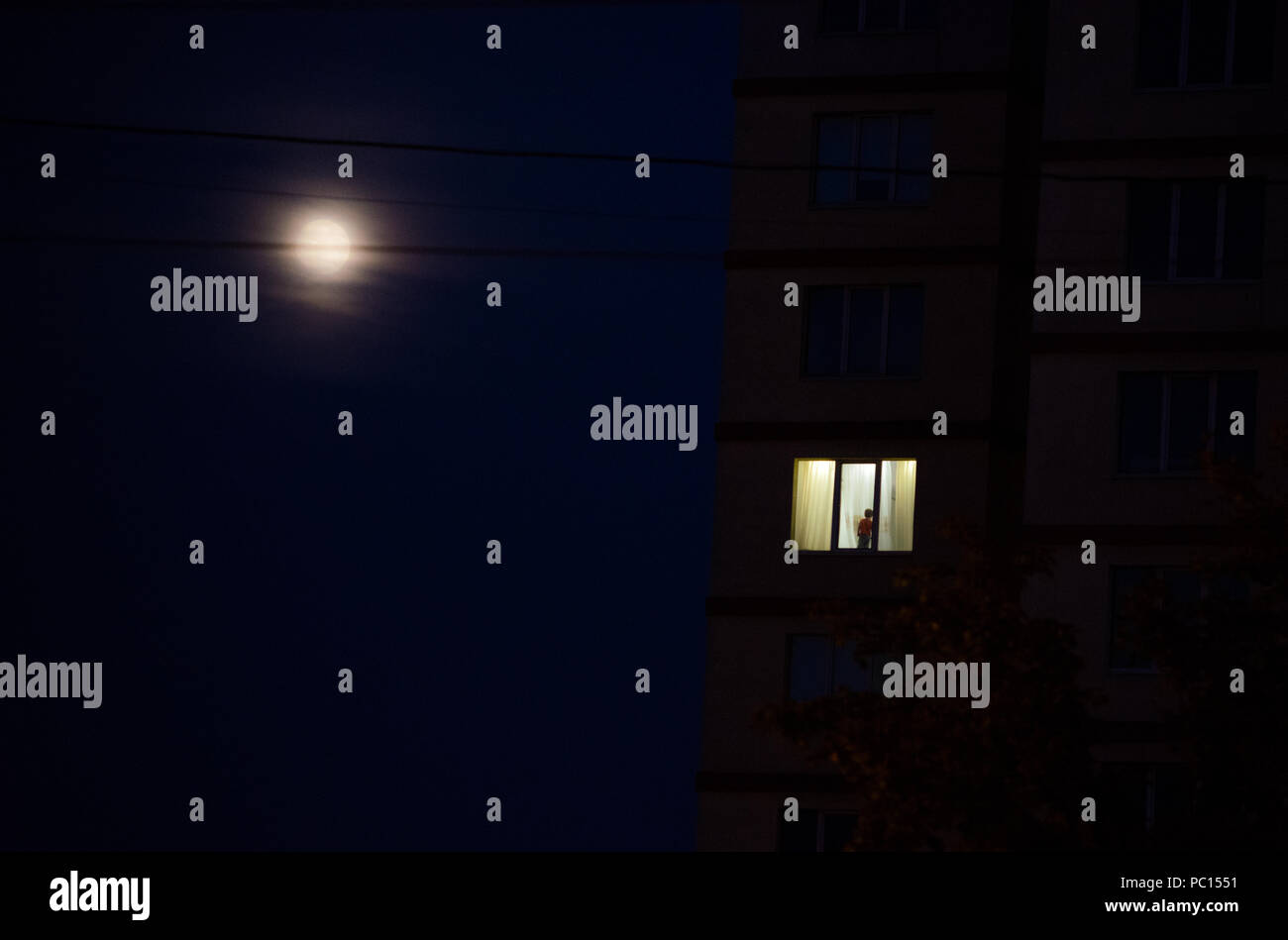 A Night View With The Moon Stock Photo Alamy a-night-view-with-the-moon-stock-photo-alamy