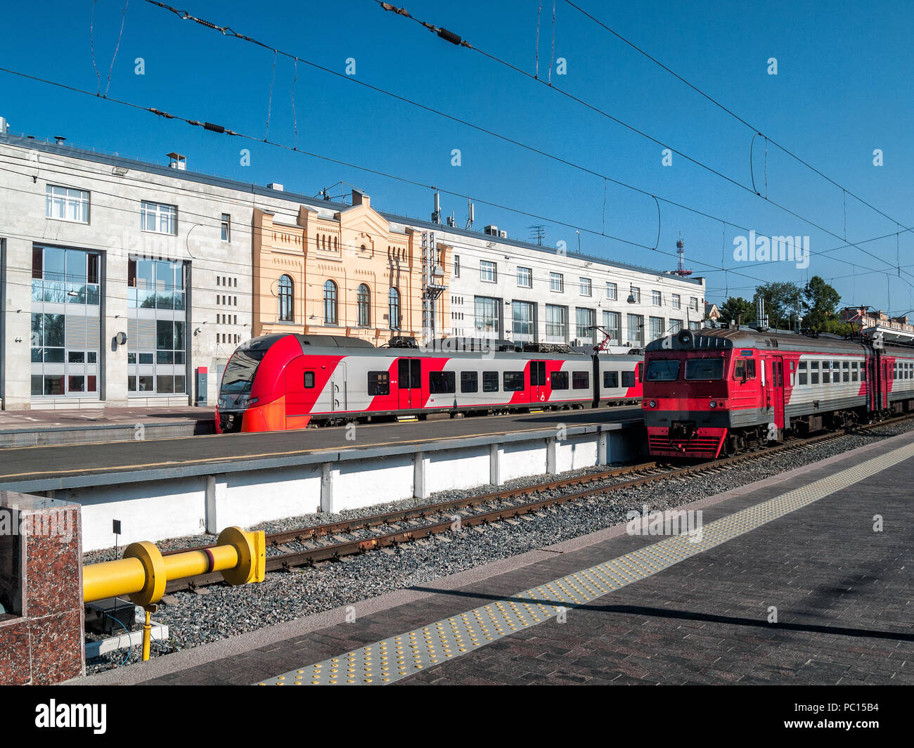 Near the building of the Finland Station in the city of St. Petersburg ...