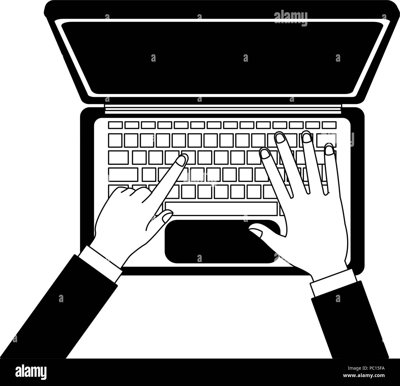 Hands using laptop cartoon vector illustration graphic design Stock ...