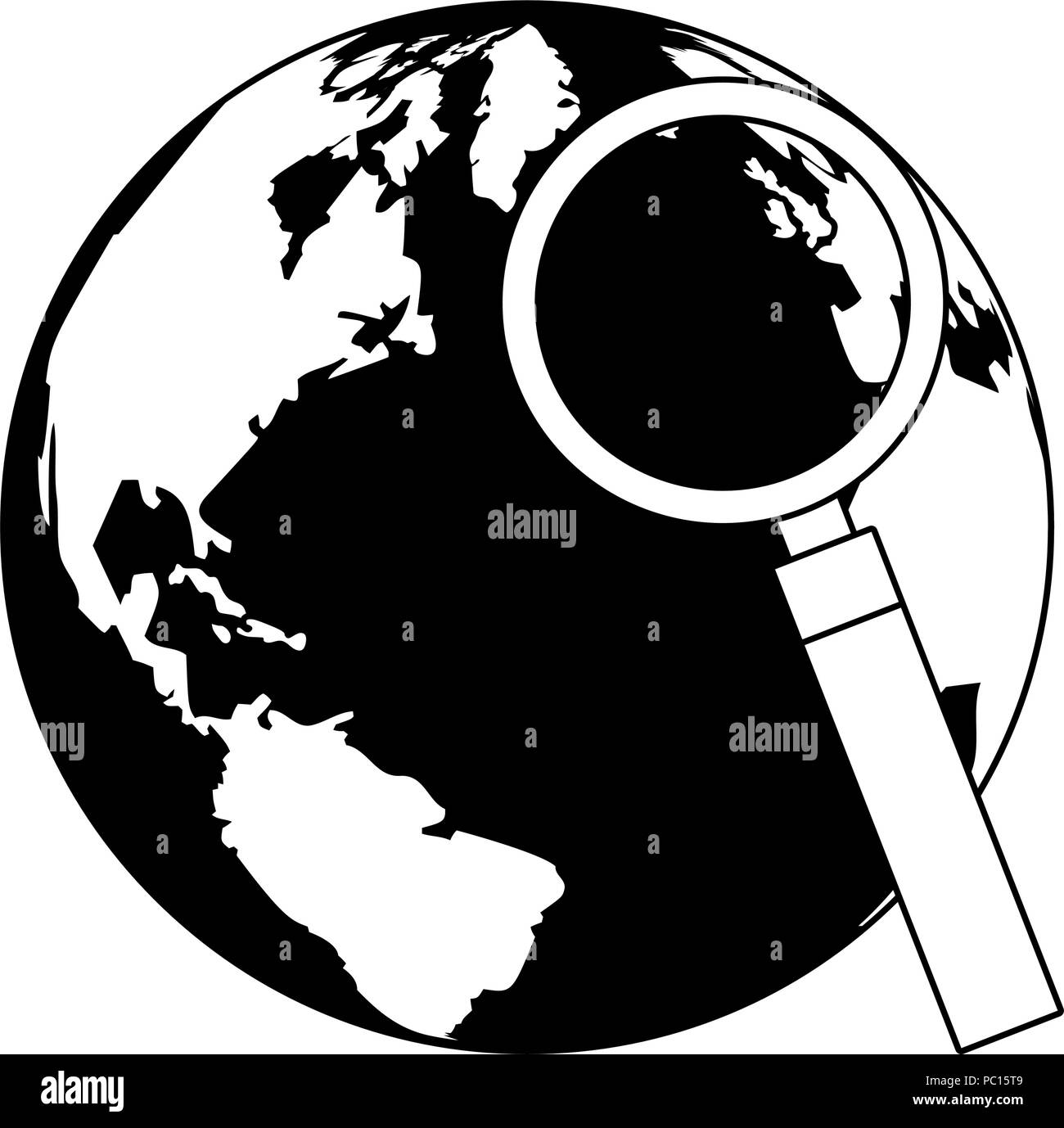 Earth world and magnifying glass vector illustration graphic design ...