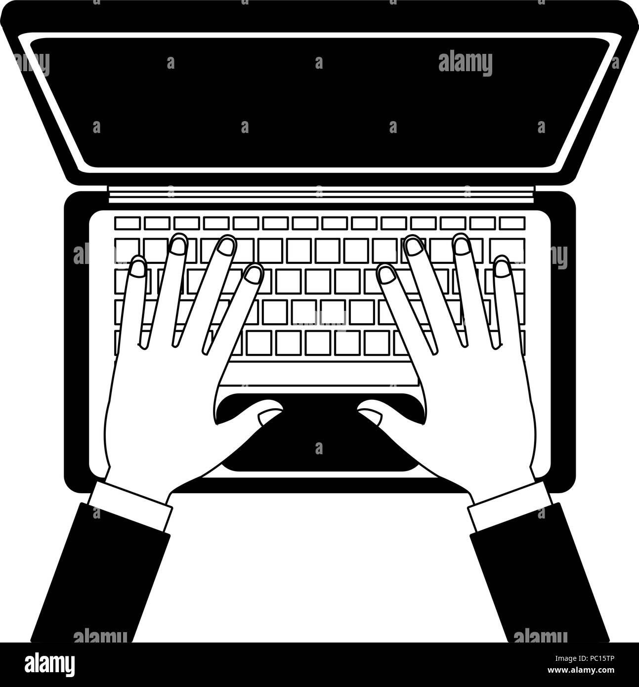 Hands using laptop cartoon vector illustration graphic design Stock ...