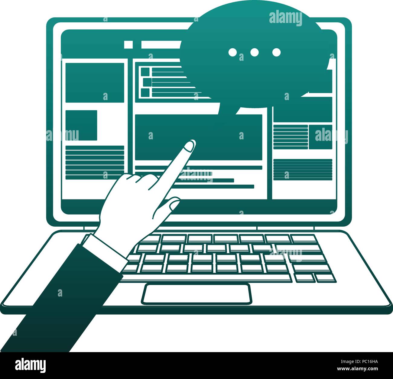 Laptop with social network profile vector illustration graphic design ...