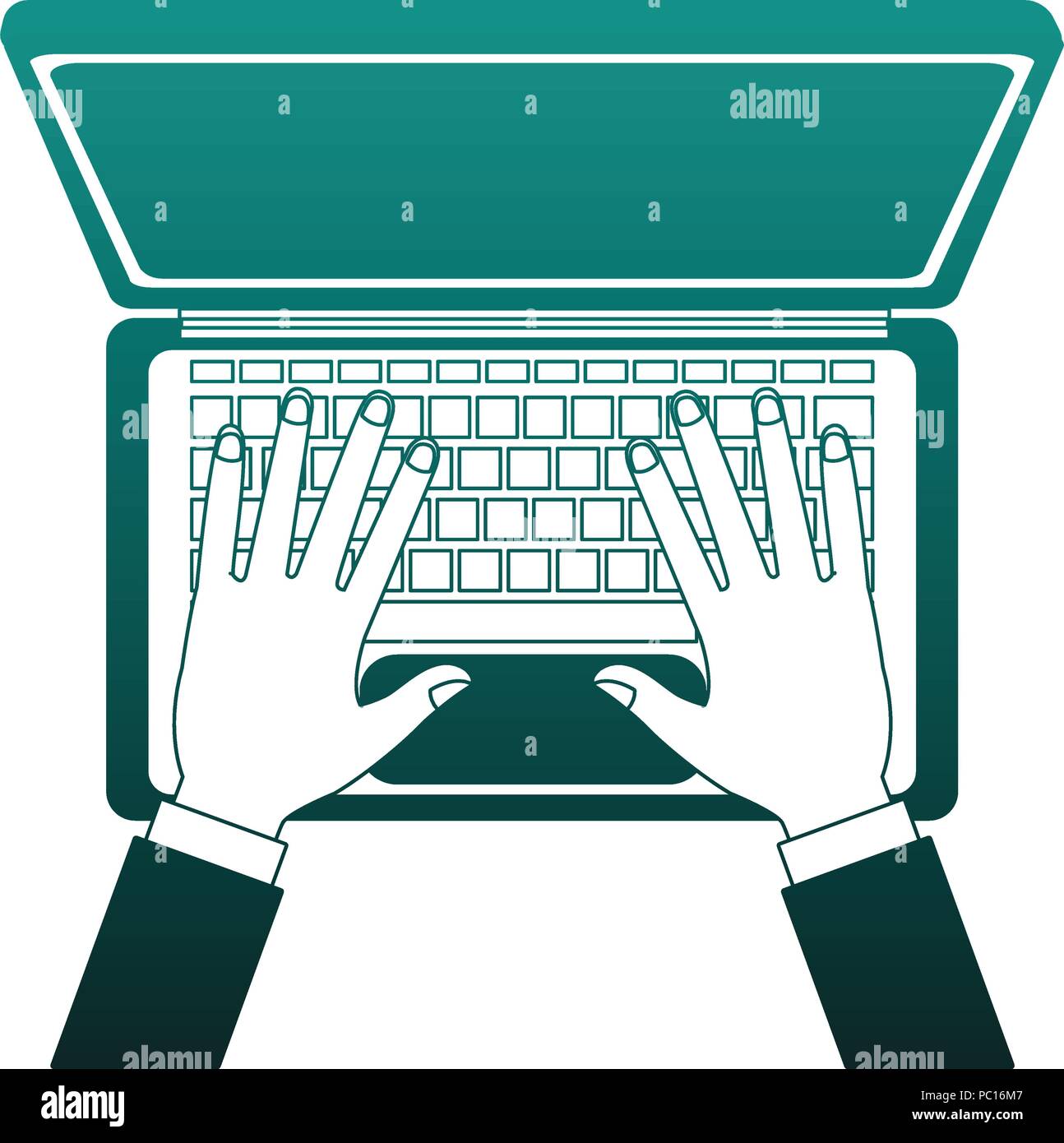 Hands using laptop cartoon vector illustration graphic design Stock ...