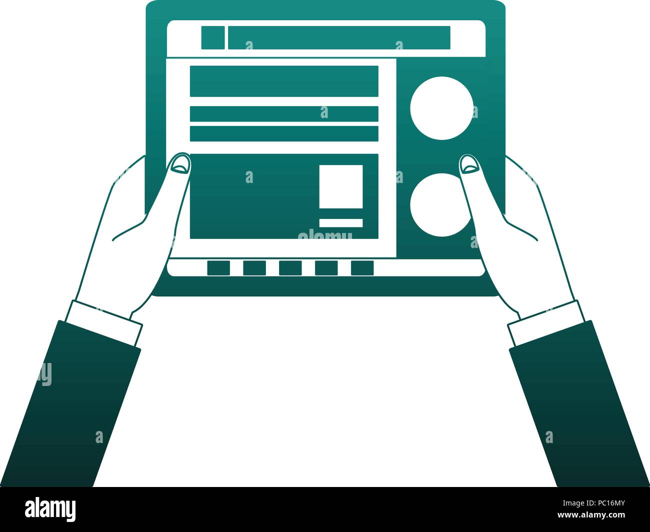 Hands using tablet to check social networks vector illustration graphic design Stock Vector ...