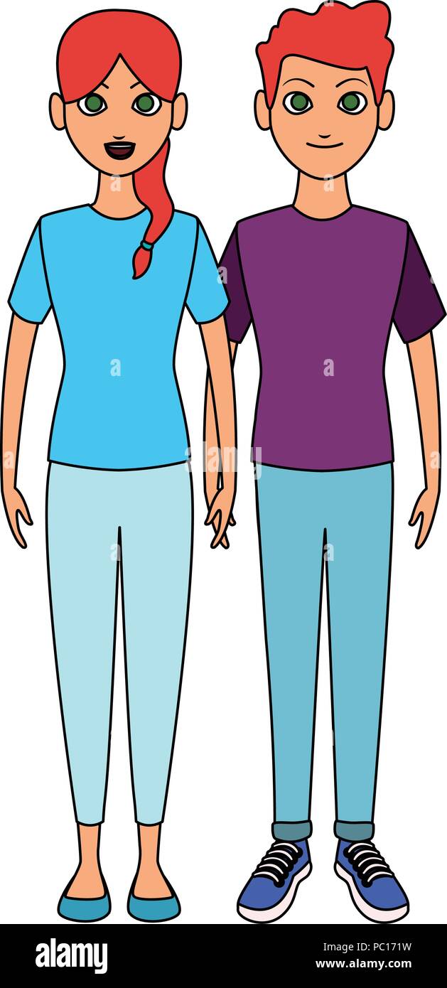 Young couple cartoon vector illustration graphic design Stock Vector ...